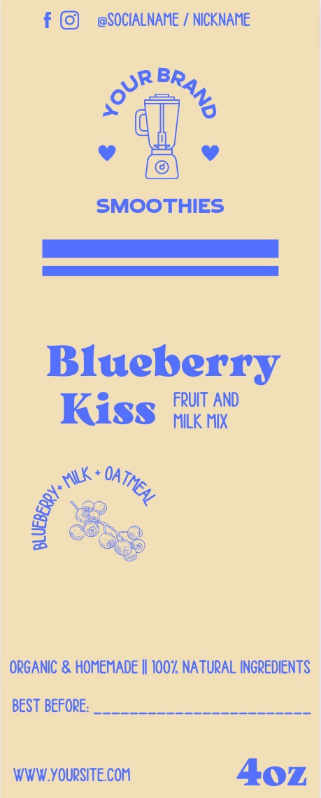 Custom Smoothies and Juice Packaging Labels Template for Canva.juicery ...