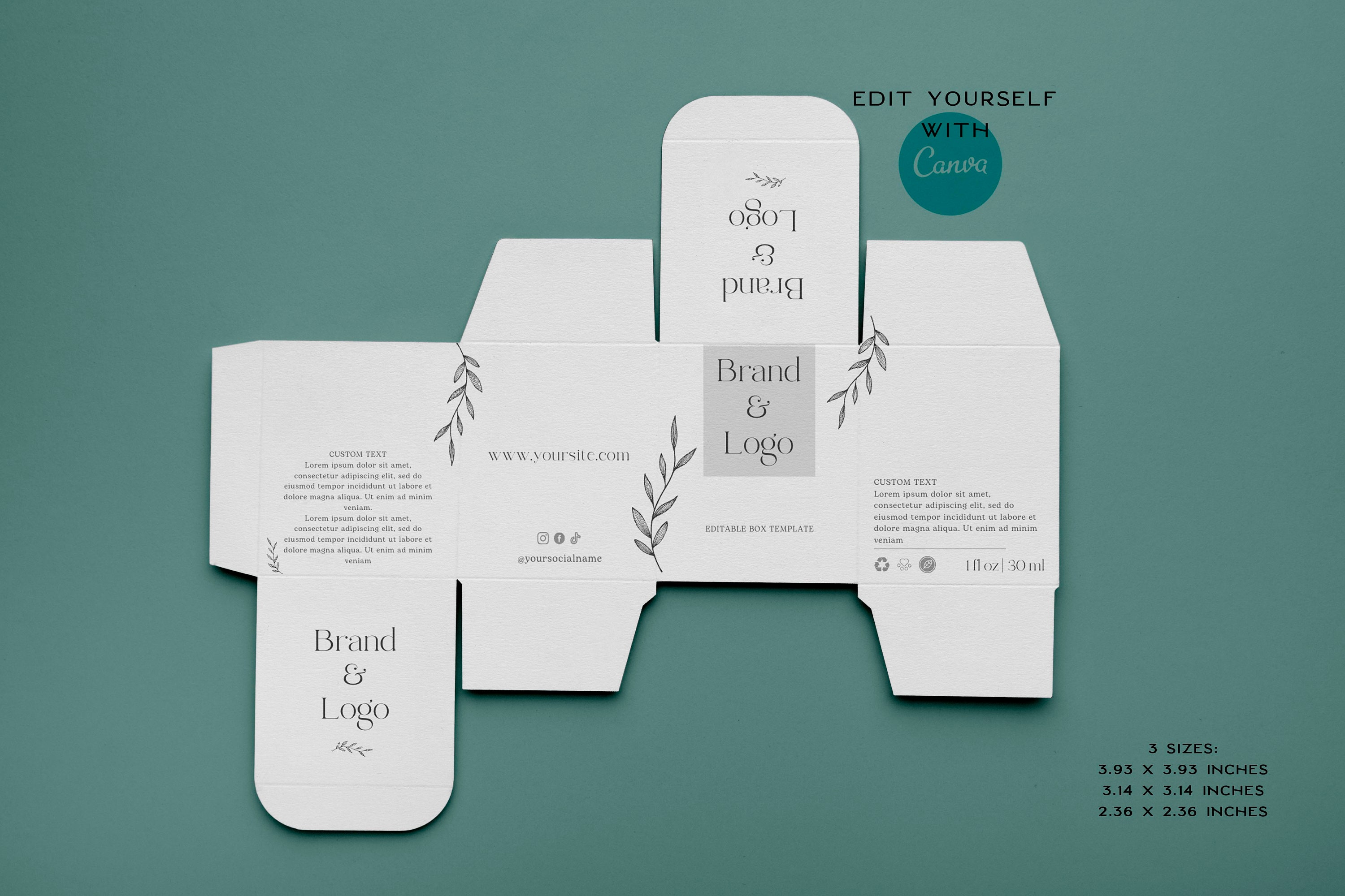 Editable Canva Square Box Template Candles Jars.custom Product Box ...