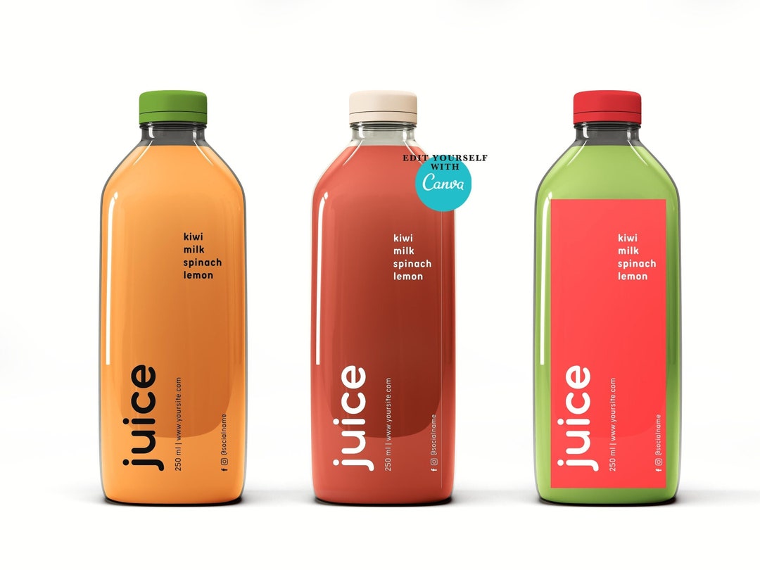 Printable Transparent Fresh Juice Labels Templateeditable - Etsy