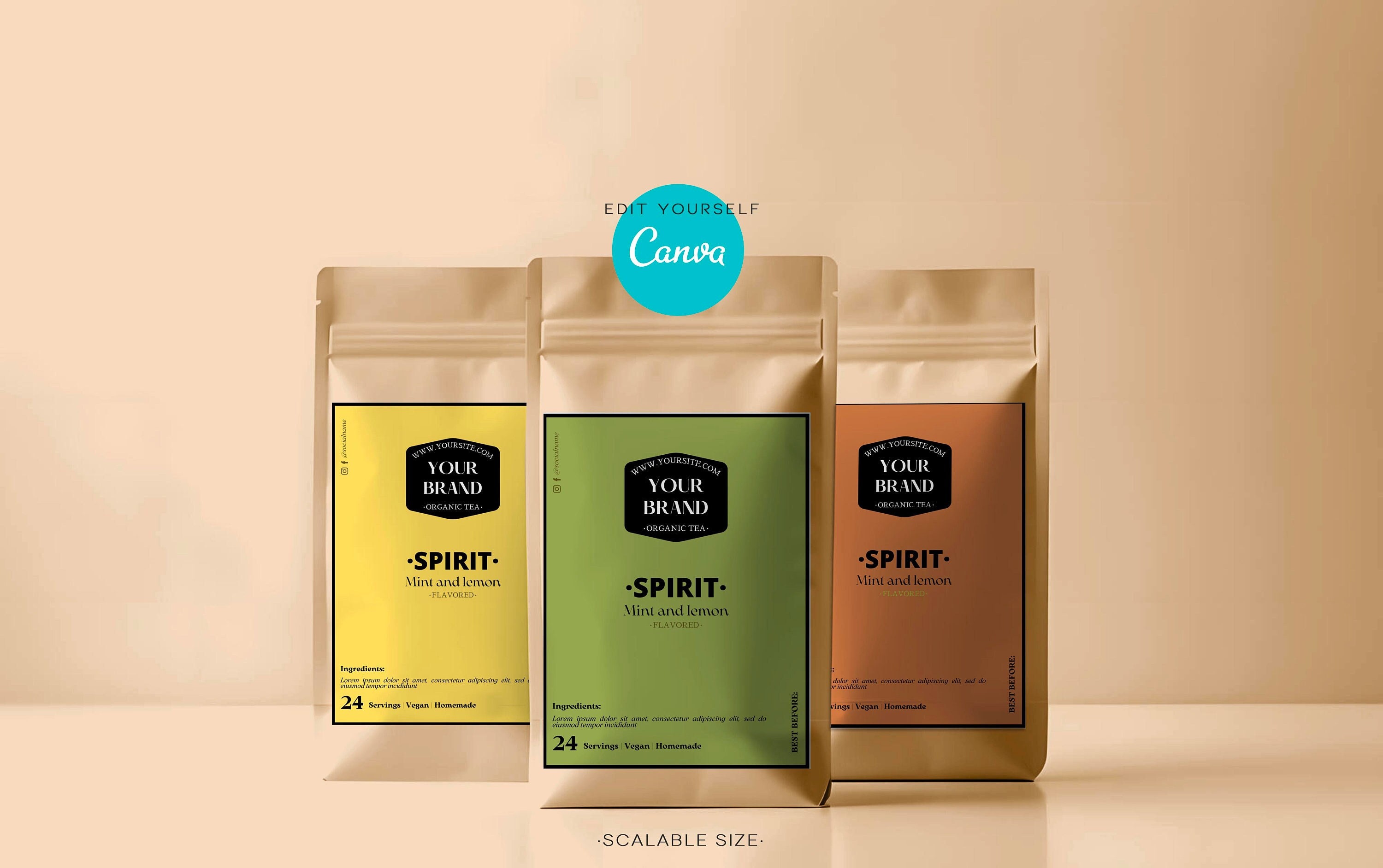 Printable Herbal Tea Blend Label Packaging Design Template Editable for ...