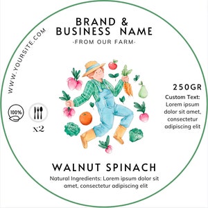 Custom Editable Salad Label Canva Template for Fresh Food Packaging ...