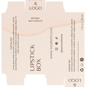 Editable Lipstick or Lip Balm Box for Canva.custom Beauty Product ...