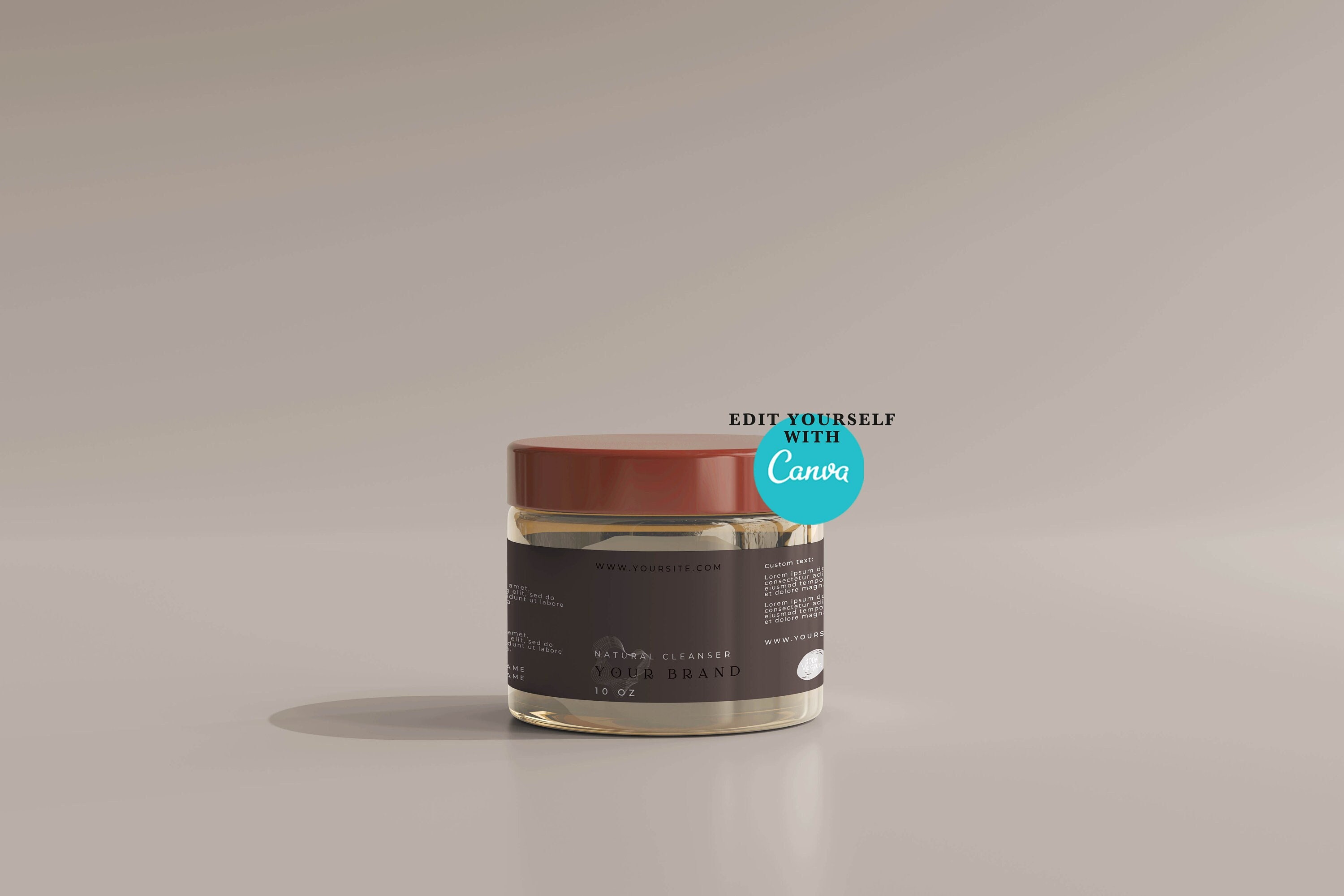 Editable Cream Jar Label Template, Minimal Wrap Around Jar Label ...