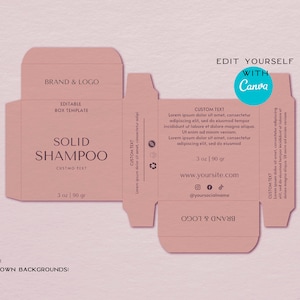 Custom Editable Solid Shampoo or Soap Packaging Box Canva.printable ...