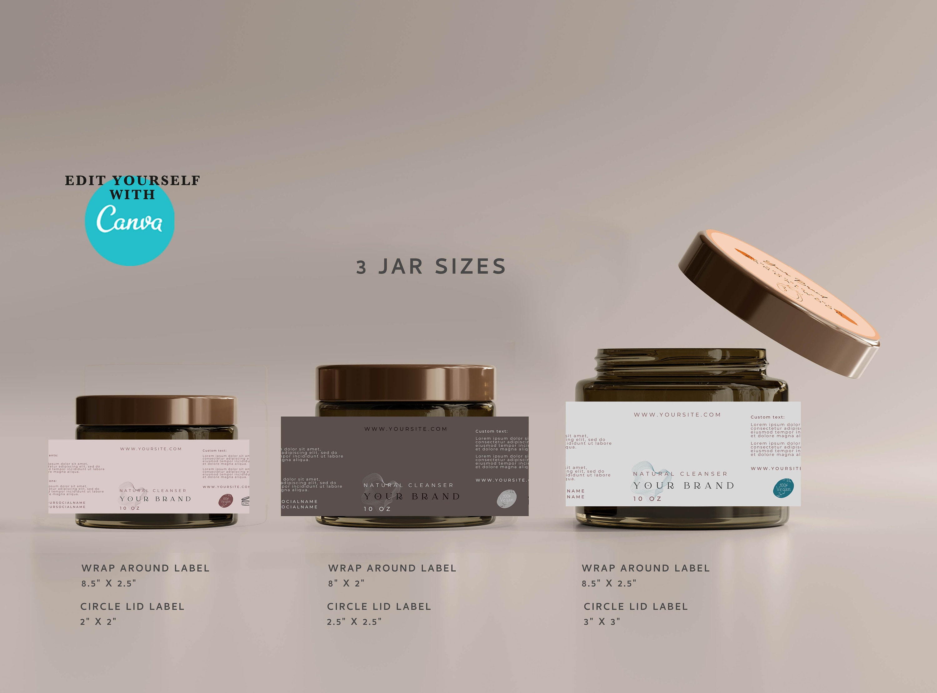 Editable Cream Jar Label Template, Minimal Wrap Around Jar Label ...