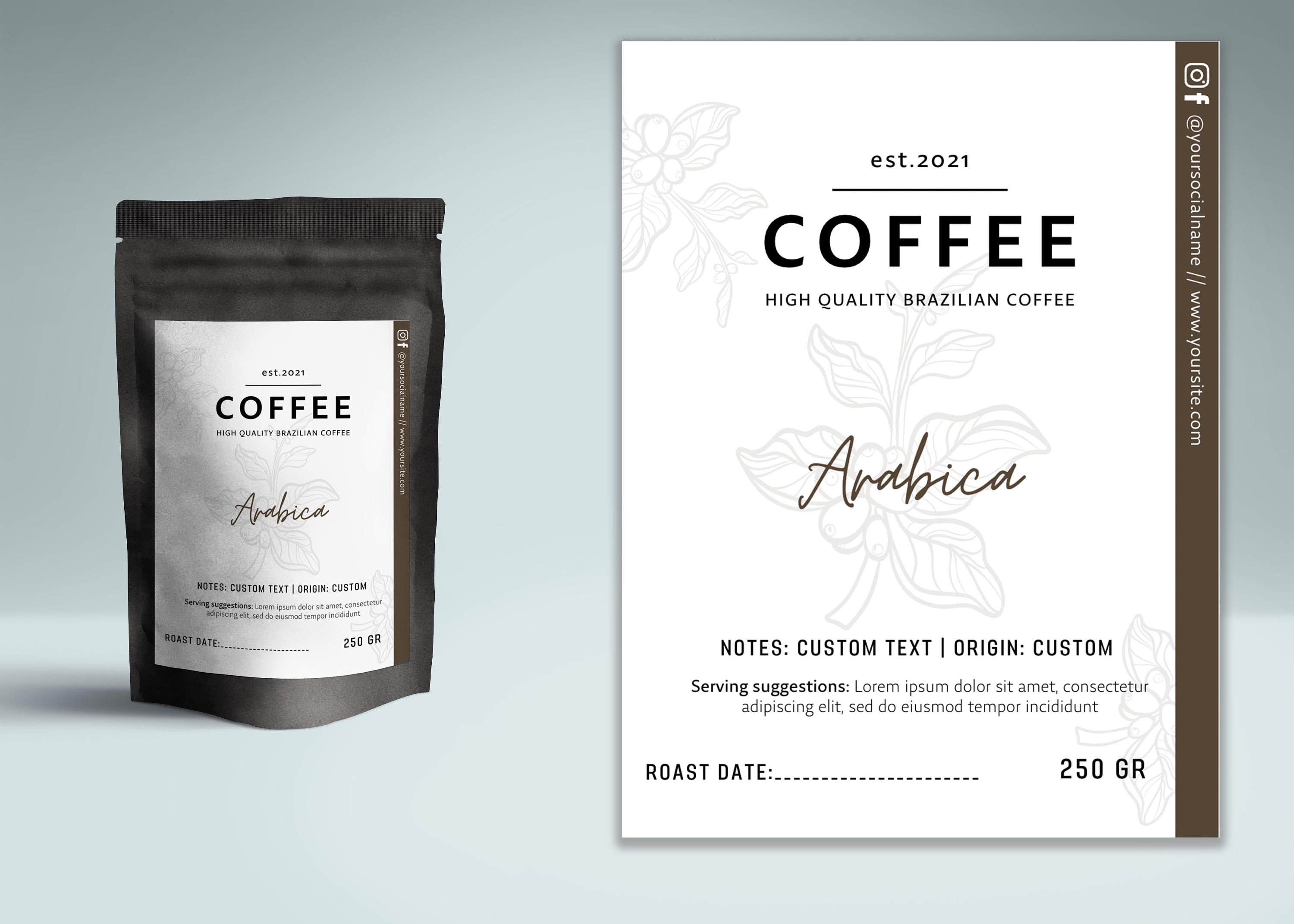 Coffee Label Template, Printable Tea or Coffee Bag Label Sticker, Edit ...