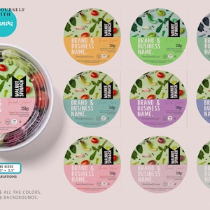 Personalized Fresh Food Salad Label Template.editable Canva Design for ...