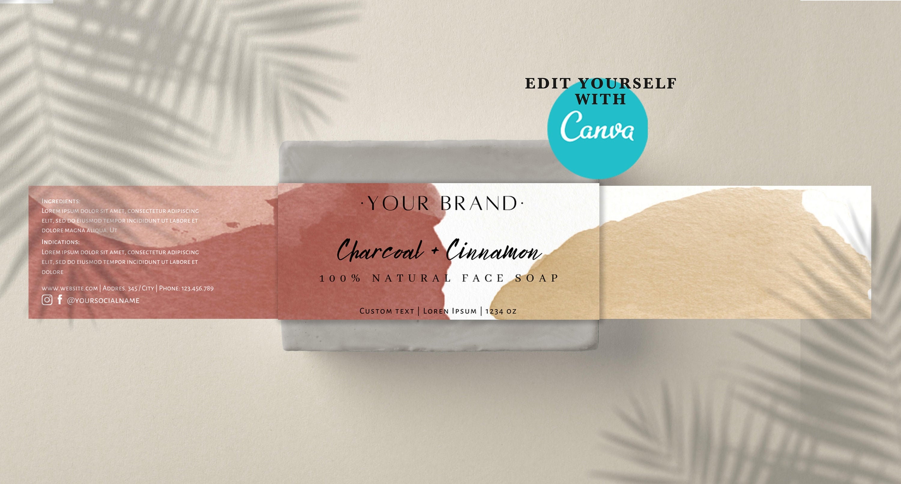 Editable Wrap Around Soap Label Canva Template Design.printable Belly ...