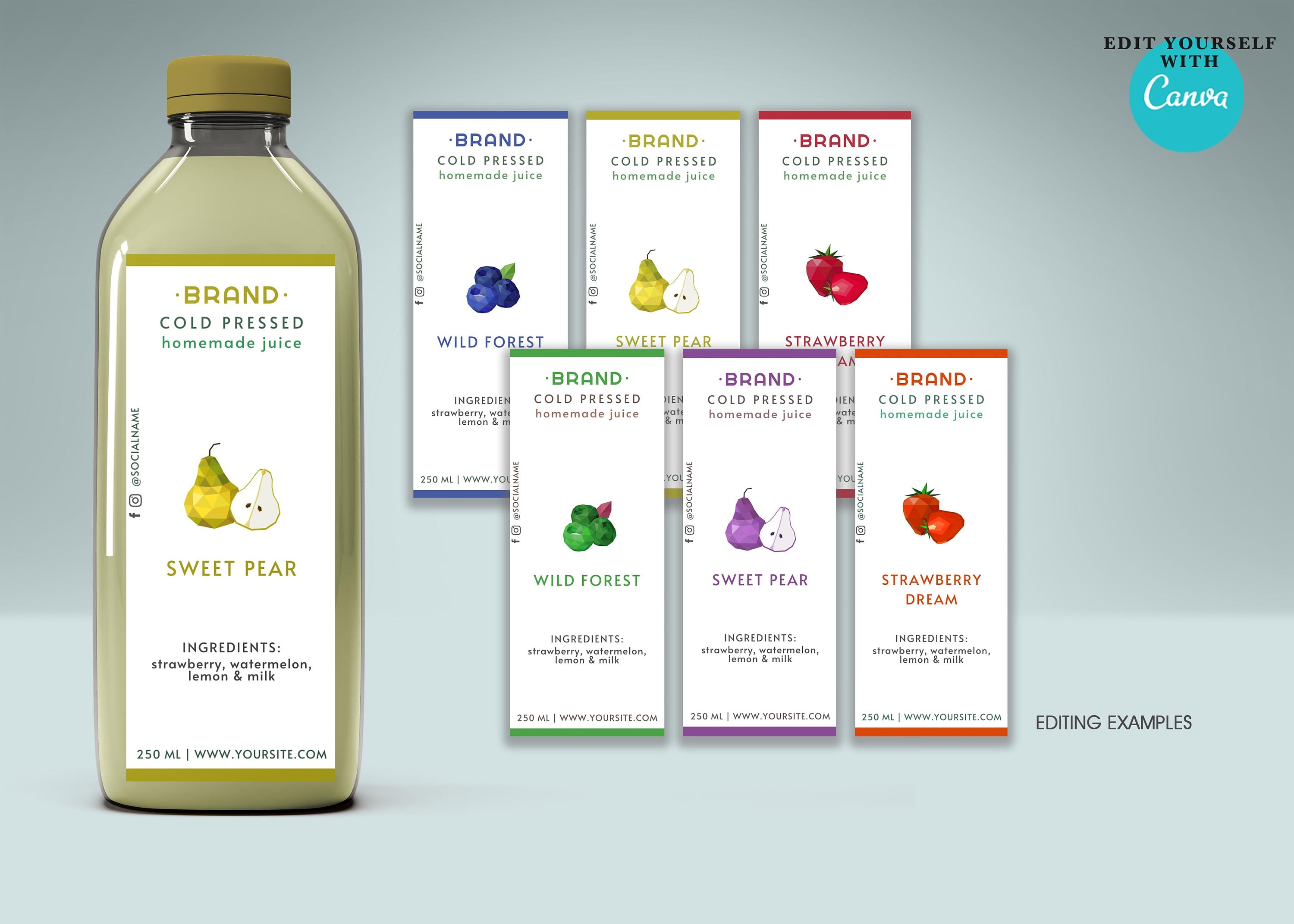 Editable Custom Juice Label Template for Canva.custom Printable Juice ...