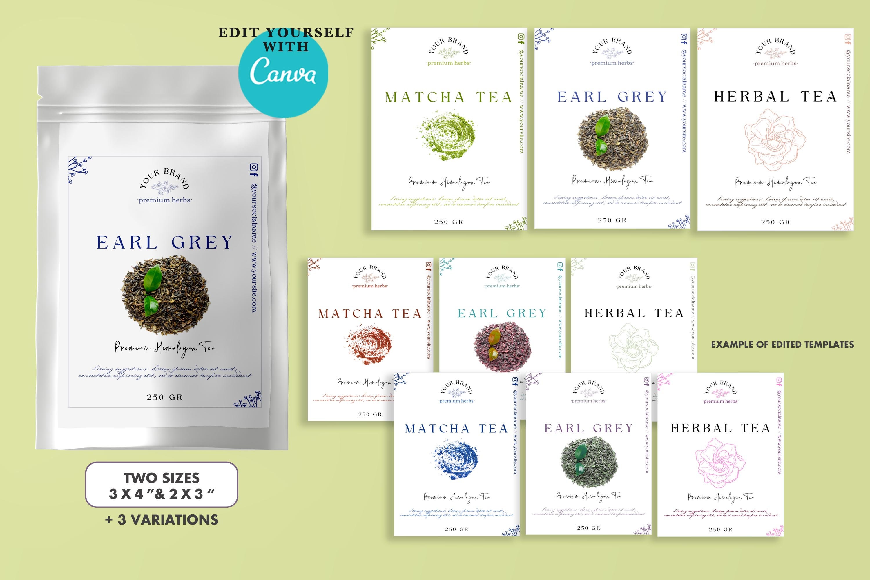 Custom Editable Tea Blend Packaging Label for Tea Bag or Pouch.canva ...