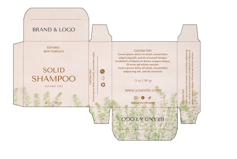 Custom Editable Solid Shampoo or Soap Packaging Box Canva.printable ...