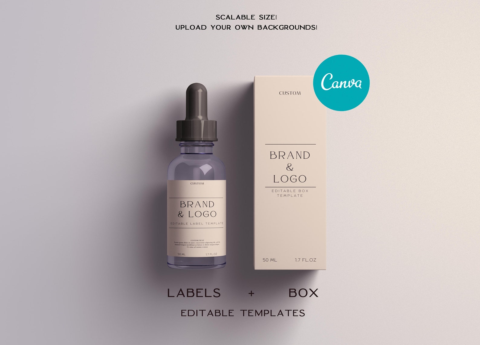 Custom Editable Beauty & Cosmetic Box + Labels Template Canva Bundle ...