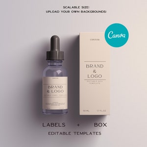 Custom Editable Beauty & Cosmetic Box + Labels Template Canva Bundle ...