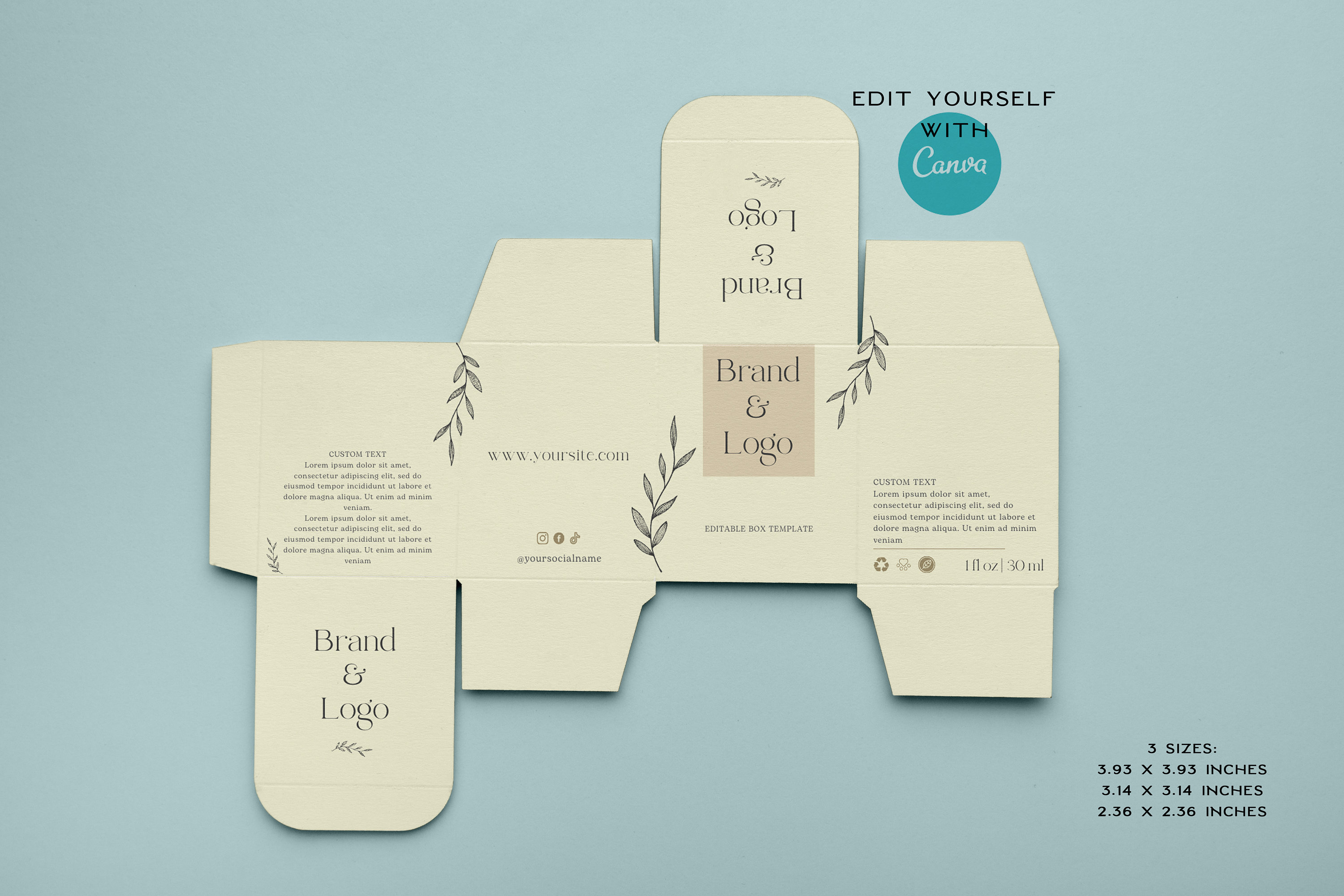 Buy Editable Canva Square Box Template Candles Jars.custom Product ...