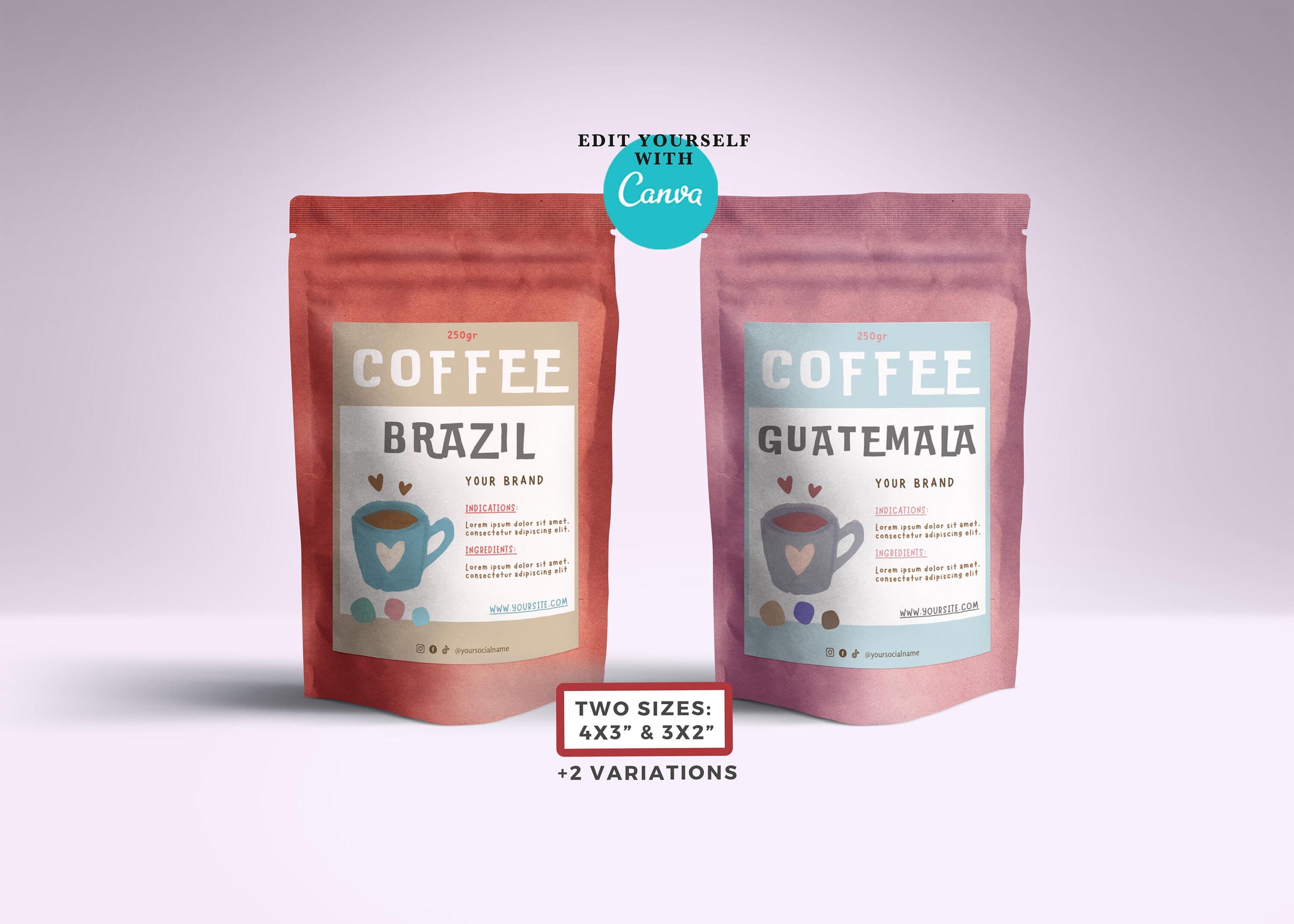 Customizable Coffee Bag Label Template for Pouch.professional Coffee ...