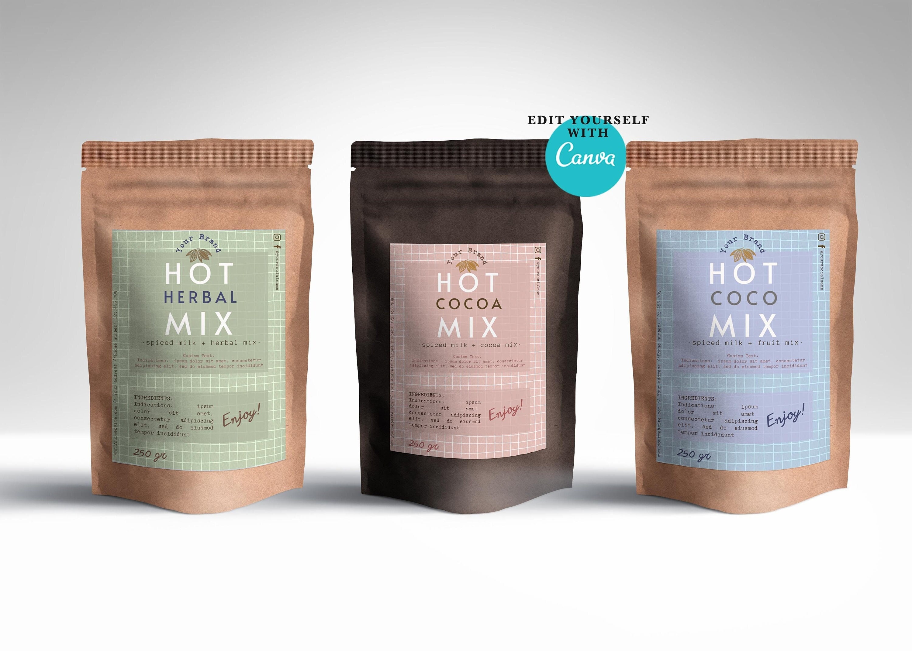 Custom Coffee Pacakging Label Template Editable in Canva for Coffee or ...