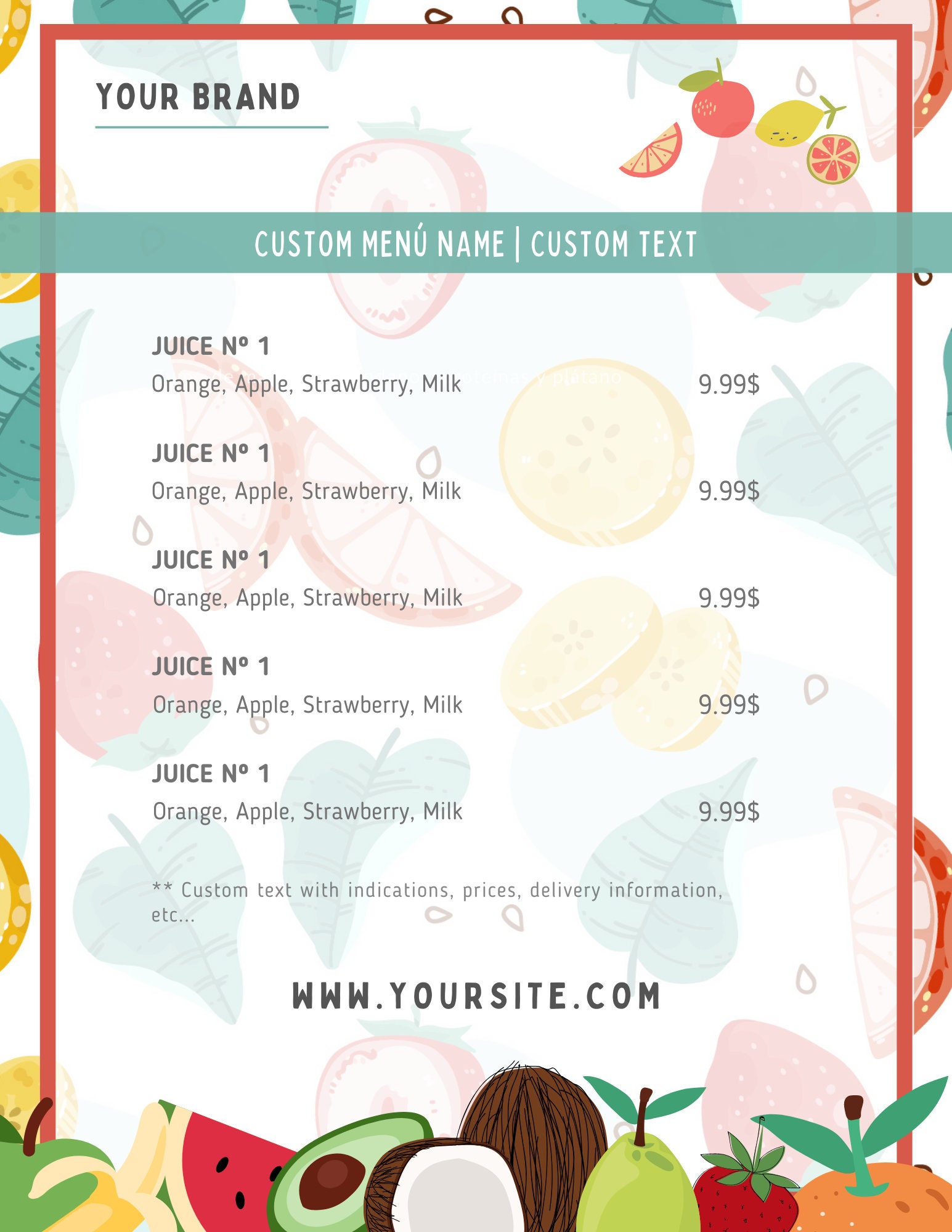 Editable Juice & Smoothie Branding Kit Bundle.juice Bottle Label ...