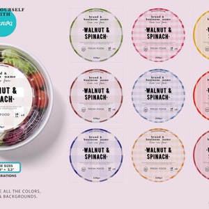 Custom Salad Packaging Label for Fresh Food Containers.editable Salad ...