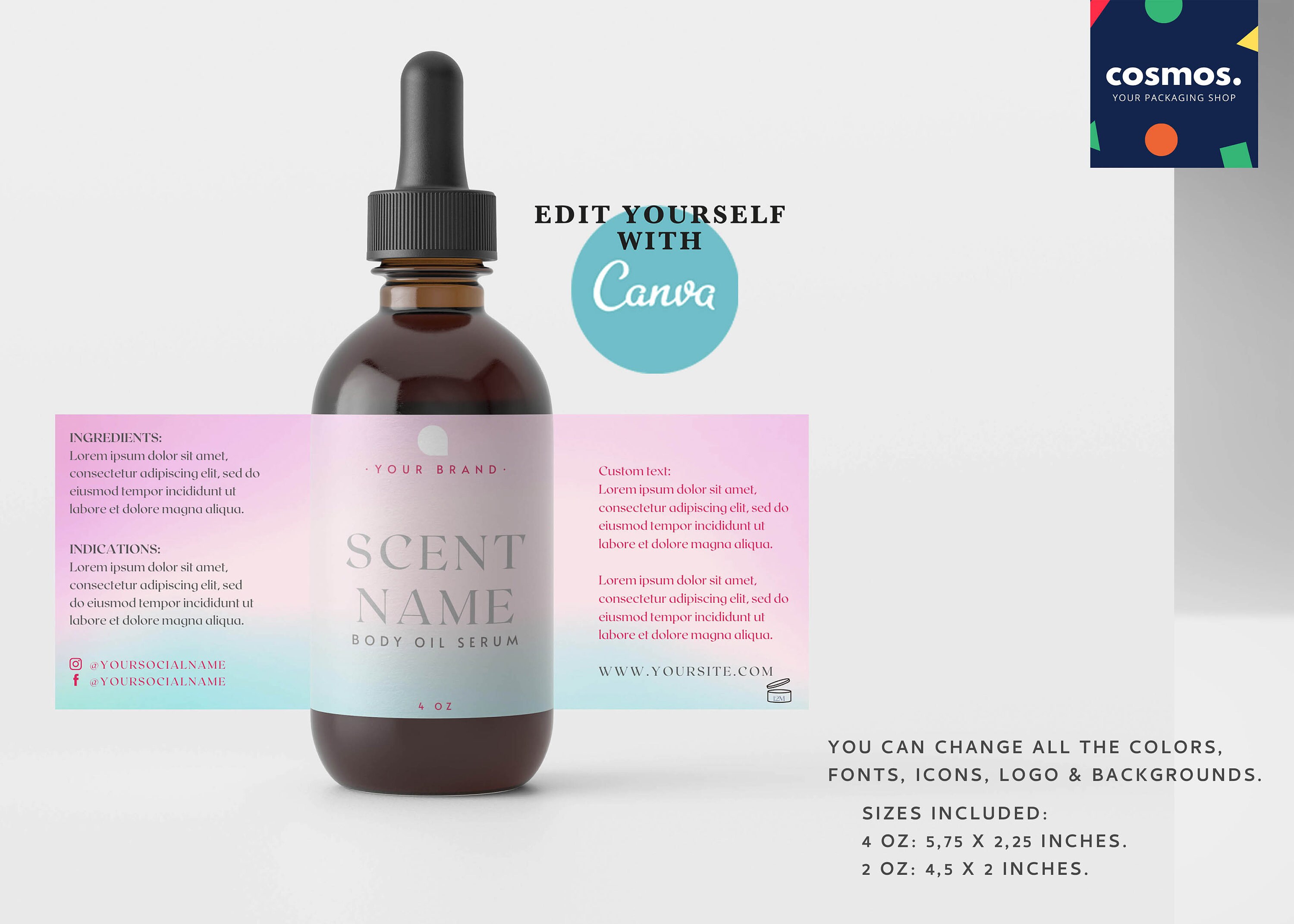 Editable Custom Skincare Label Canva Template for 4oz 2 Oz - Etsy