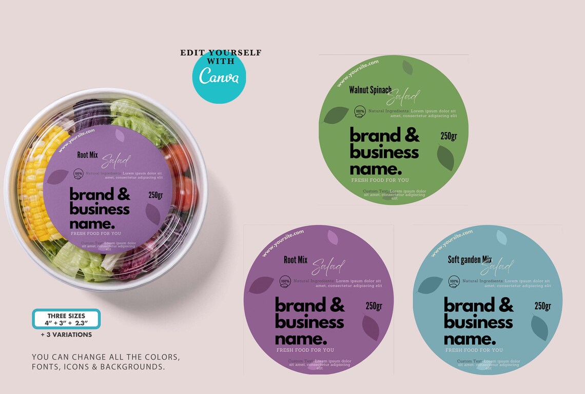 Customizable Salad Label Canva Template.editable Printable Label Design ...