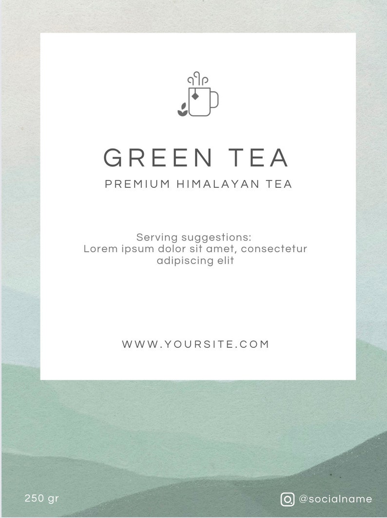 Custom Editable Tea Packaging Label Templates for Tea Bags and Pouches ...
