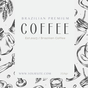 Coffee Label Template Editable for Canva.custom Canva Label Design for ...