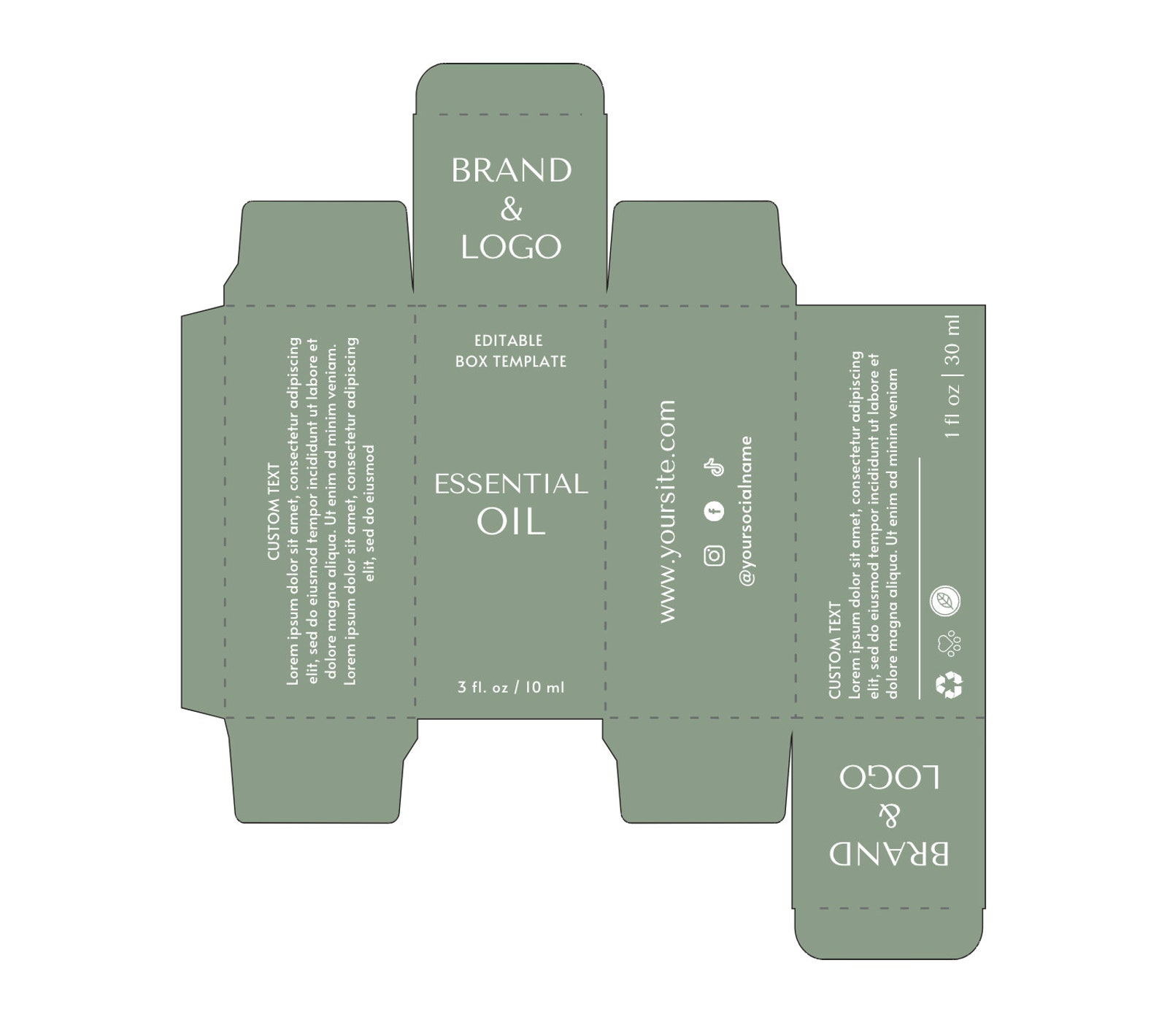 Editable Essential Oil & Cosmetic Packaging Box Canva.custom Oils ...