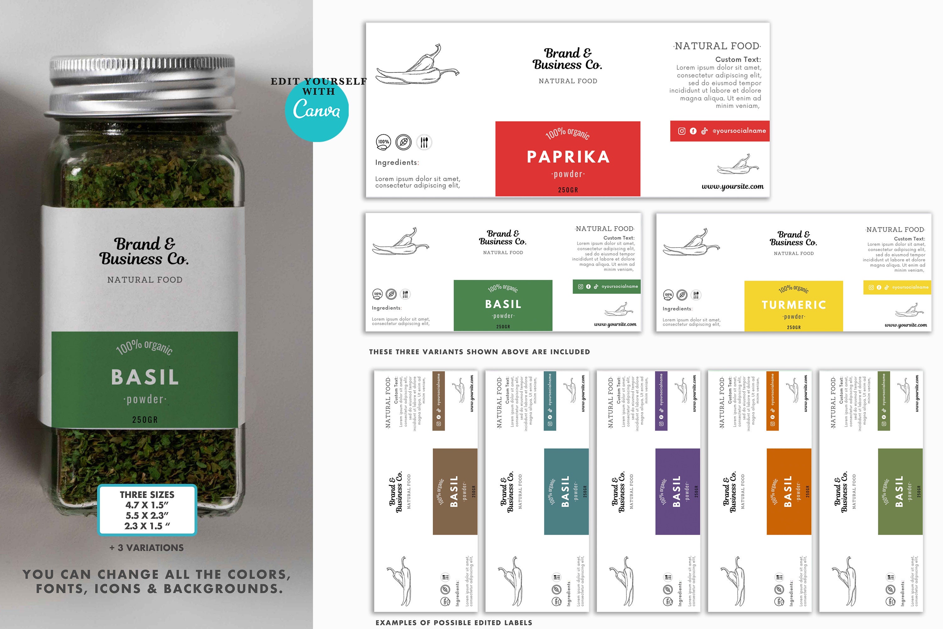 Printable Spices Labels,custom Canva Template for Spices or Pantry Jars ...