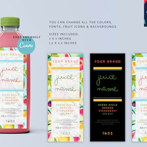 Editable Juice Bottle Label Template,pressed Juice Labels Template ...