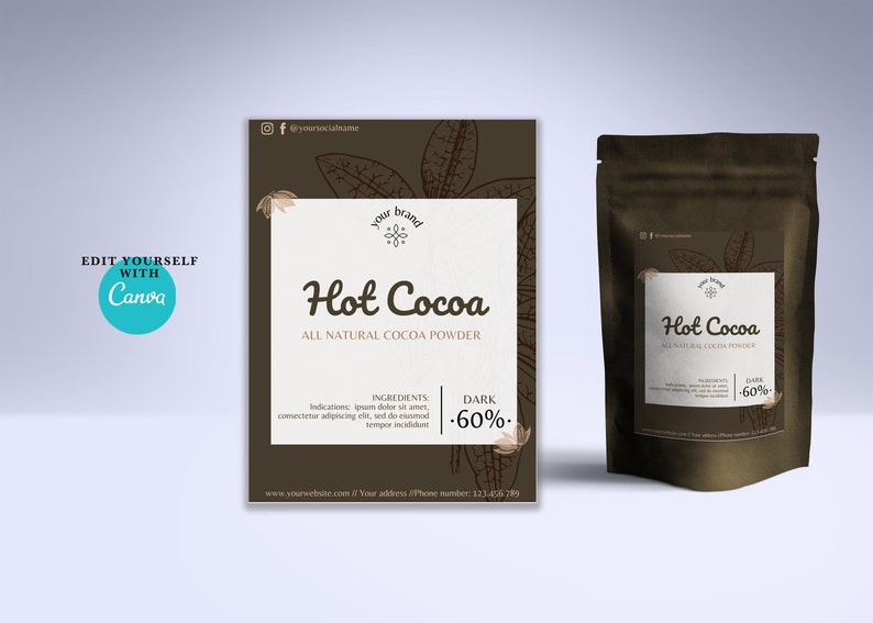 Printable Hot Cocoa & Coffee Label Template, Editable Hot Chocolate ...