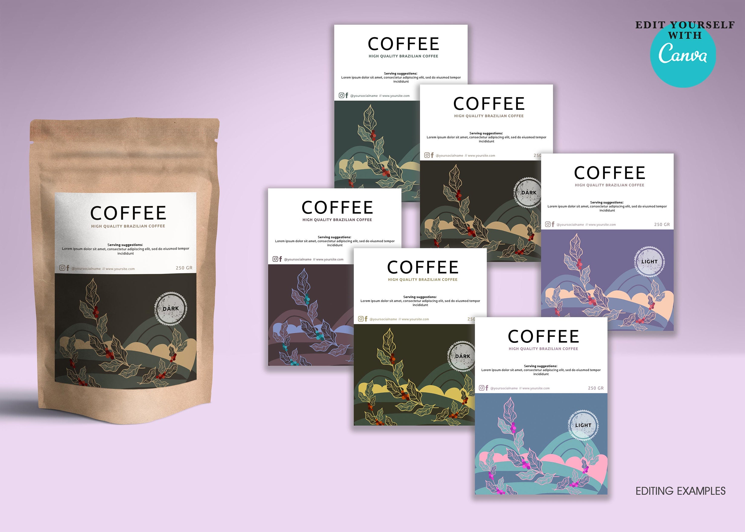 Custom Coffee Label for Bag or Pouch Canva Template.editable Tea and ...