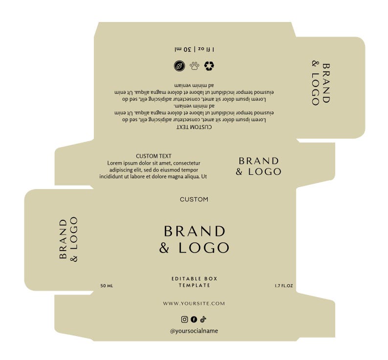 Editable Canva Rectangular Product Box Template,custom Mailer Packaging ...