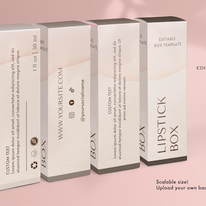 Editable Lipstick or Lip Balm Box for Canva.custom Beauty Product ...