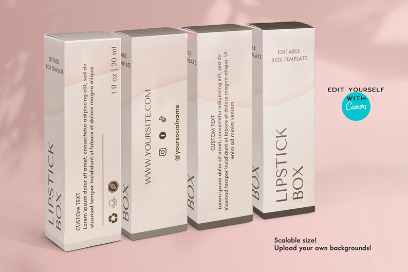 Editable Lipstick or Lip Balm Box for Canva.custom Beauty Product ...