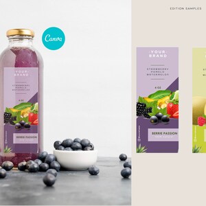 Printable Fruity Fresh Juice Canva Label Template,editable Custom Juice ...
