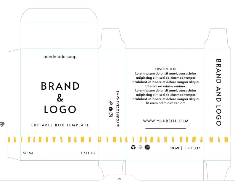 Soap Packaging Box Template Editable for Canva.custom Soap - Etsy
