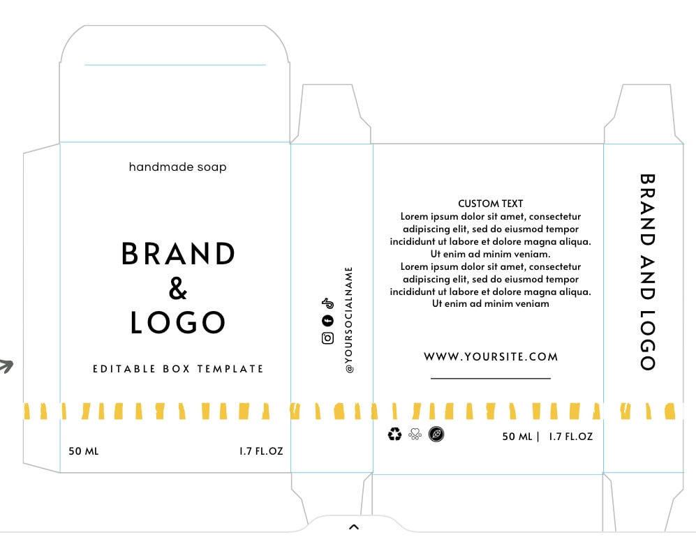 Soap Packaging Box Template Editable for Canva.custom Soap - Etsy