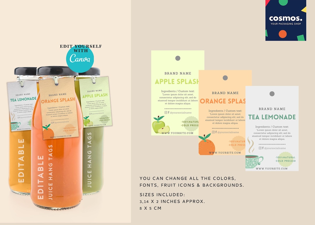 Editable Canva Juice Bottle Tags Label Template,mimosa Bar Juice Label ...