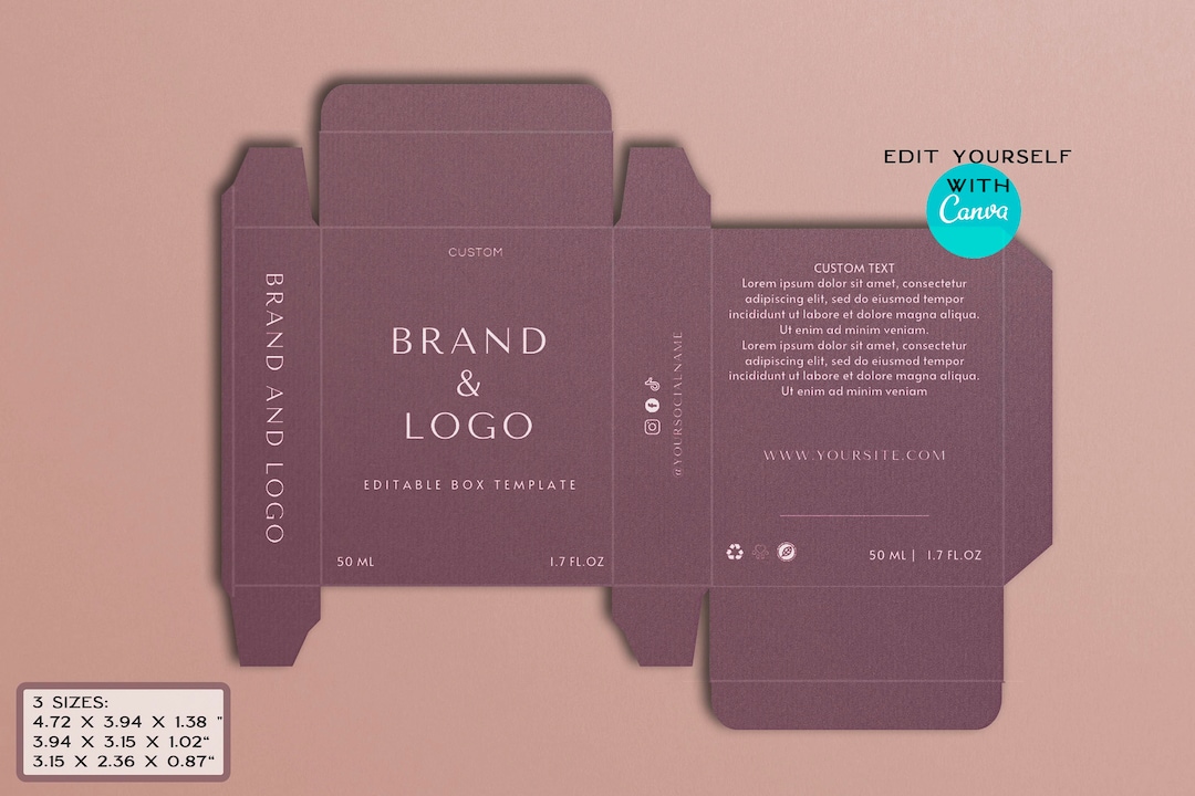 Perfume Packaging Box Template for Canva.printable & Editable Perfume ...