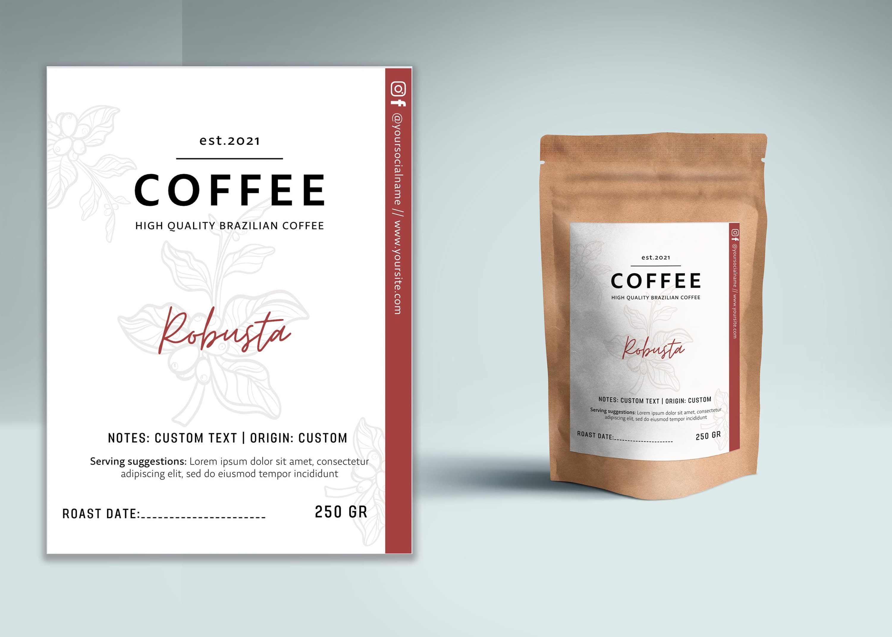 Coffee Label Template, Printable Tea or Coffee Bag Label Sticker, Edit ...