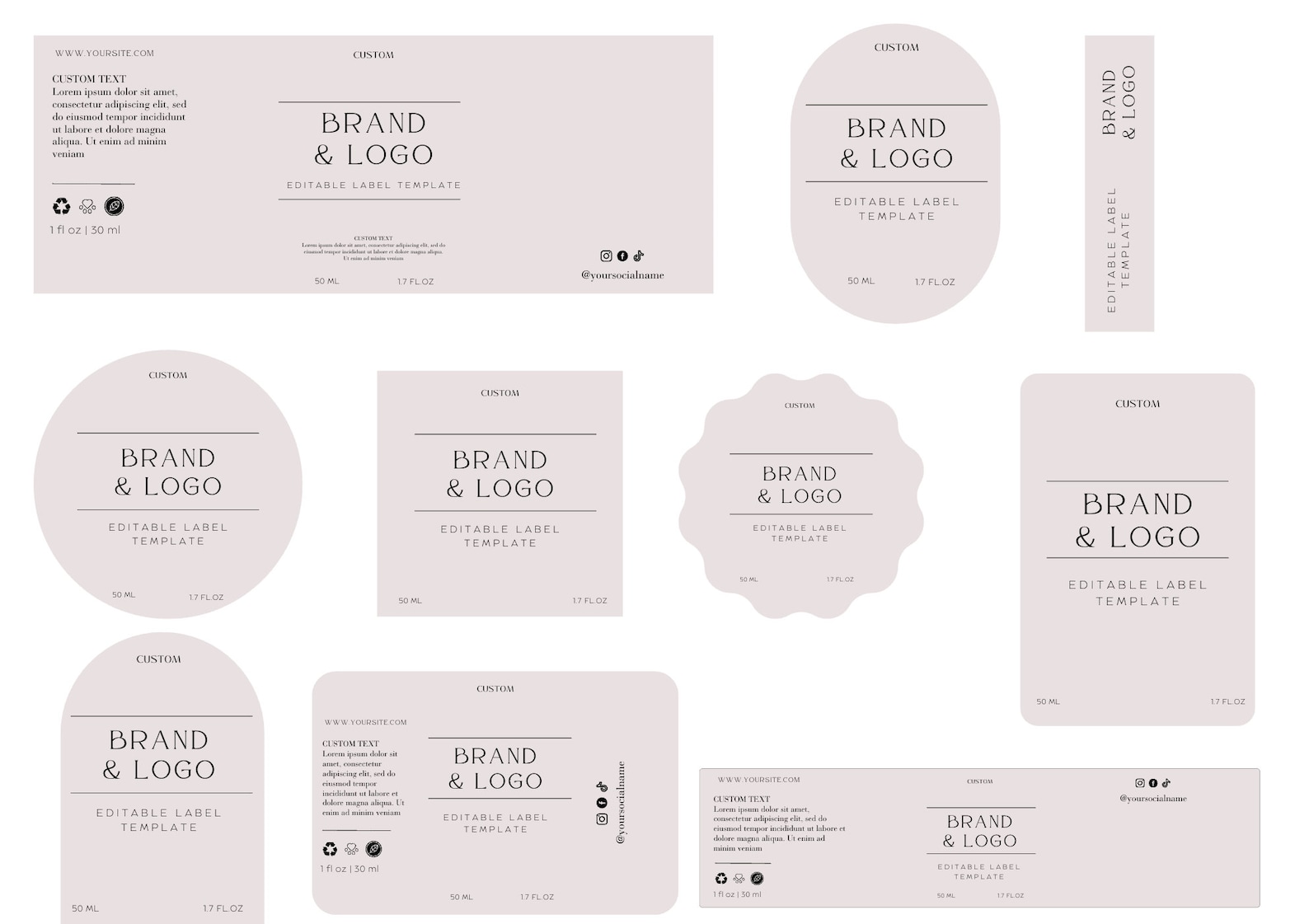 Custom Editable Beauty & Cosmetic Box + Labels Template Canva Bundle ...