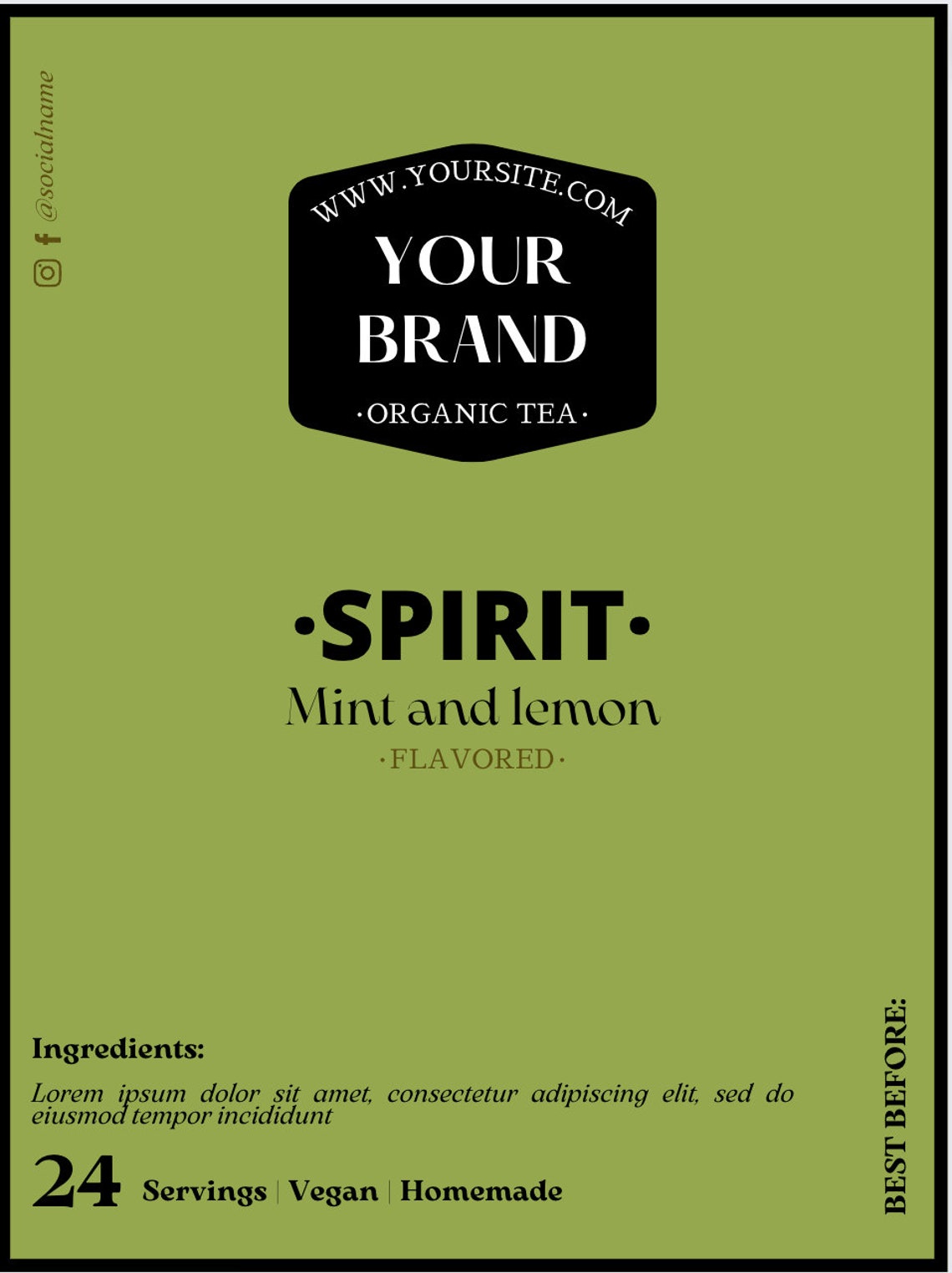 Printable Herbal Tea Blend Label Packaging Design Template Editable for ...