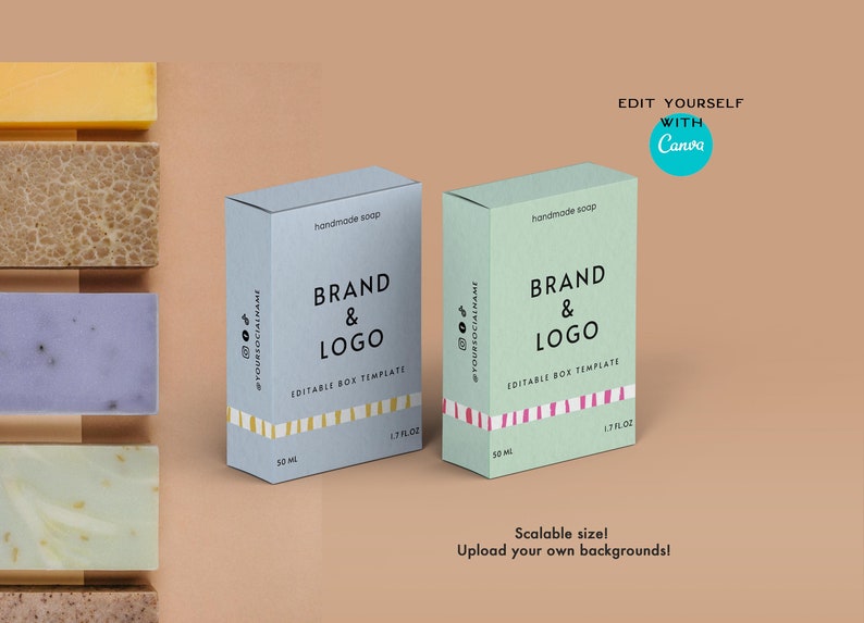 Soap Packaging Box Template Editable For Canva Custom Soap Etsy
