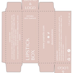 Editable Lipstick or Lip Balm Box for Canva.custom Beauty Product ...