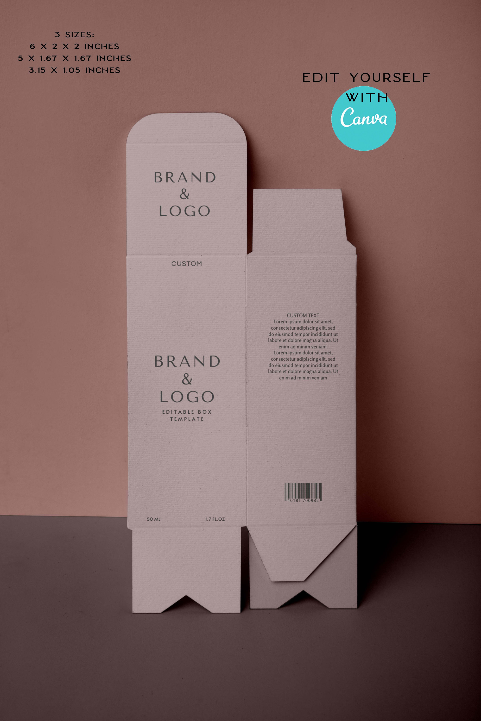 Editable Canva Rectangular Box Template for Cosmeticscustom - Etsy Canada