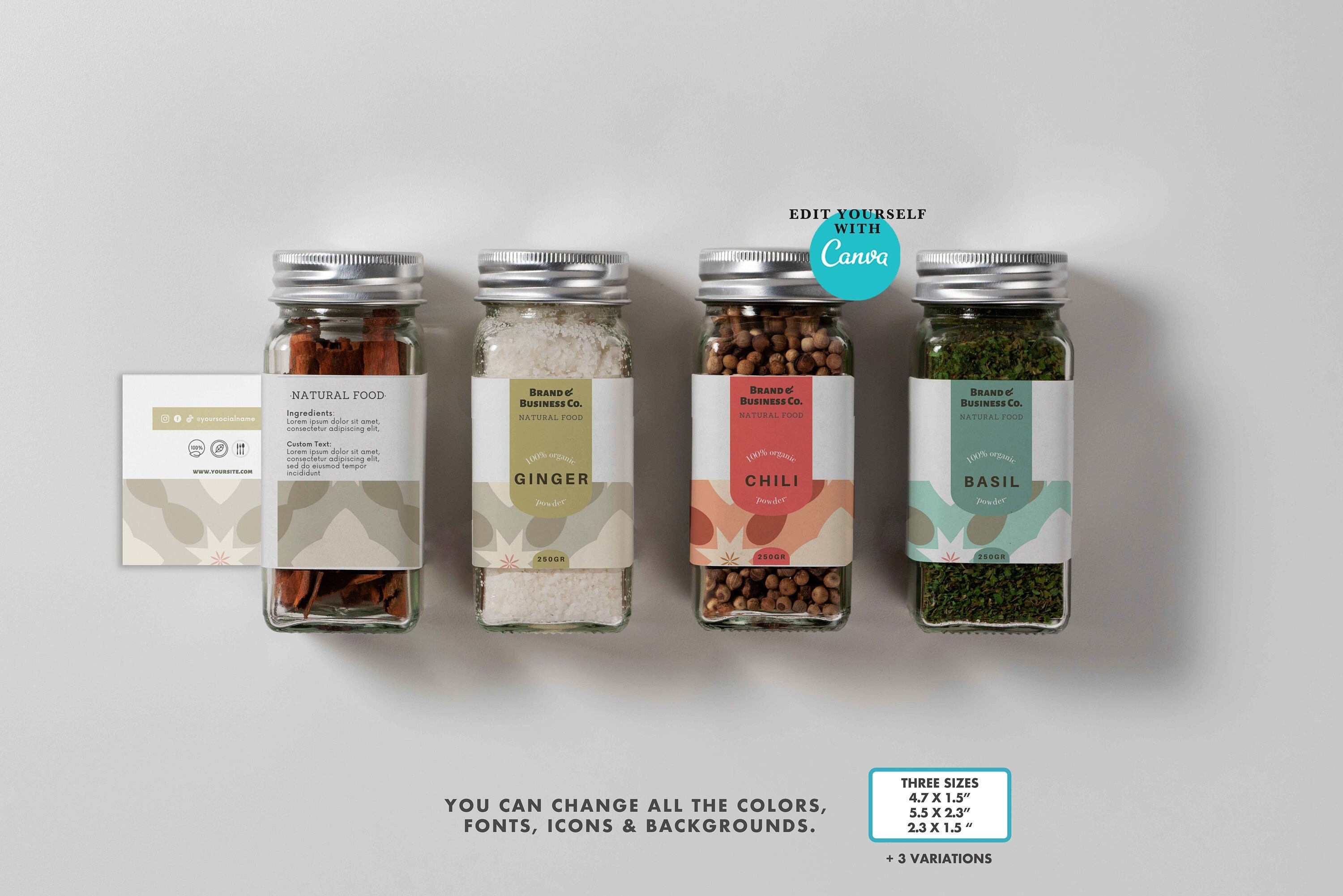 Custom Printable Spice Labels Canva Templates for Seasoning or - Etsy
