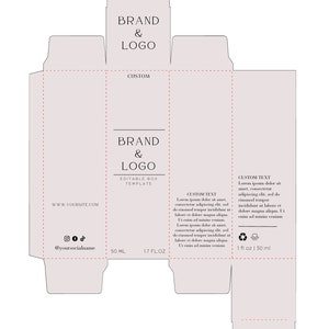 Custom Editable Beauty & Cosmetic Box + Labels Template Canva Bundle ...