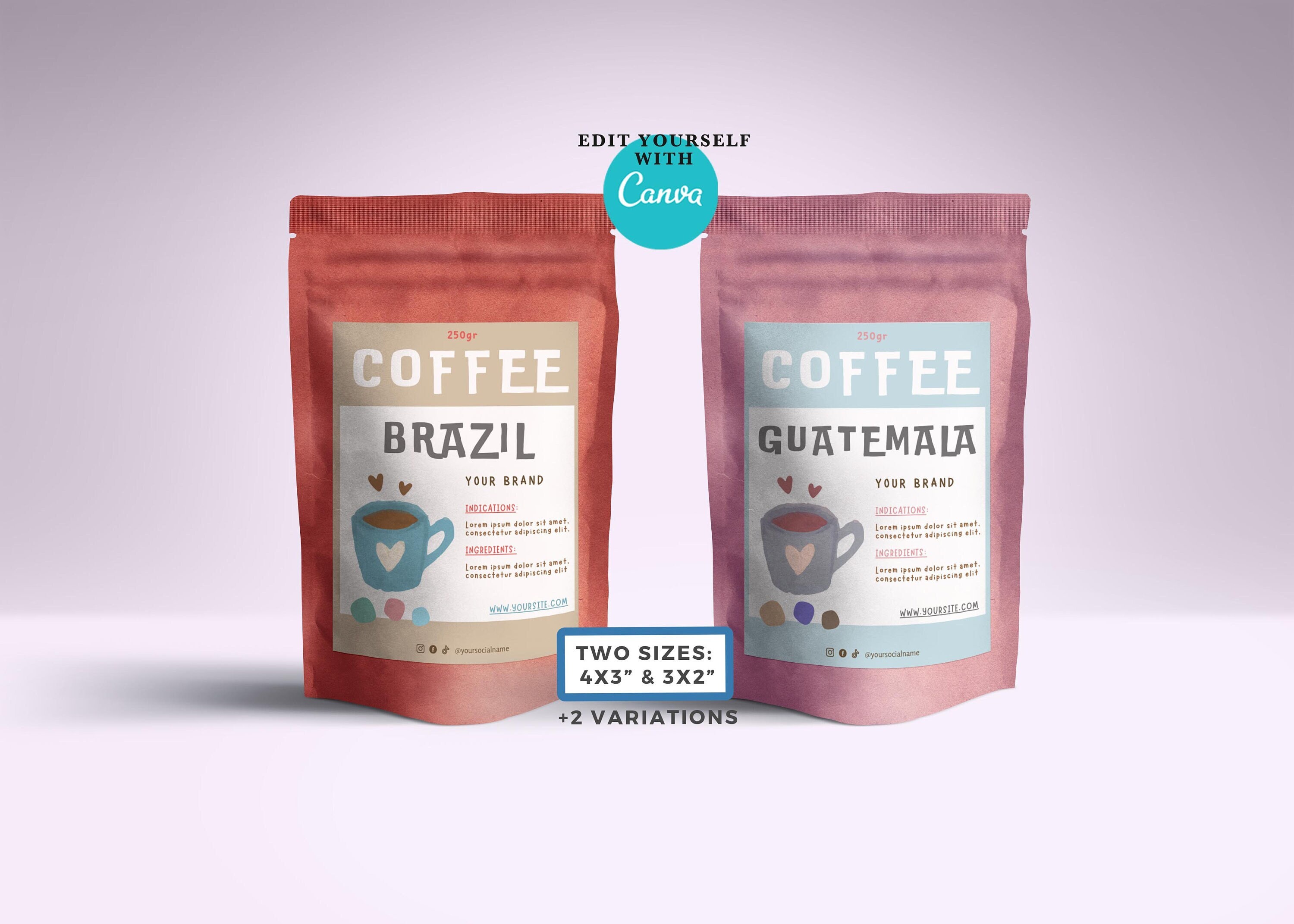 Customizable Coffee Bag Label Template for Pouch.professional Coffee ...