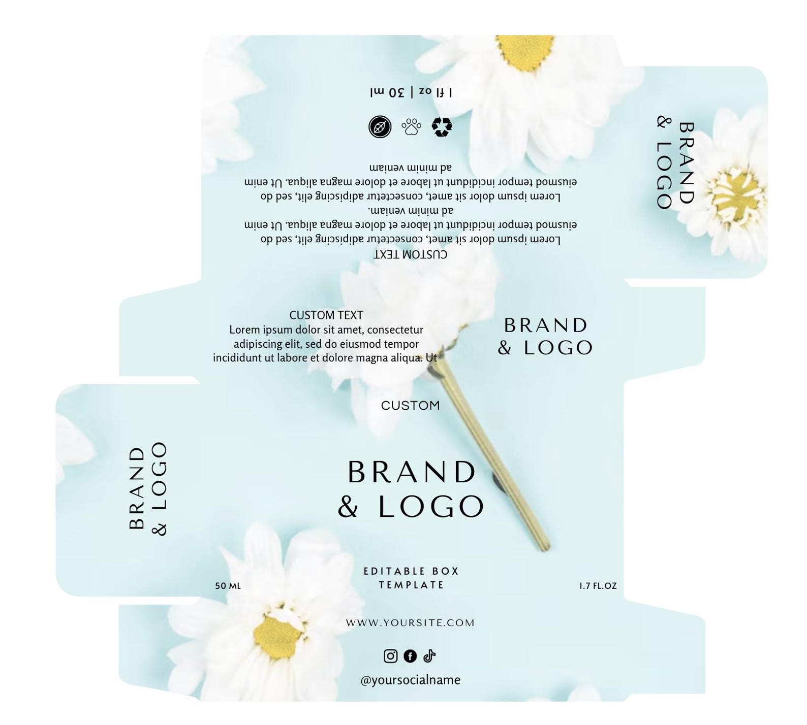 Editable Canva Rectangular Product Box Template,custom Mailer Packaging ...