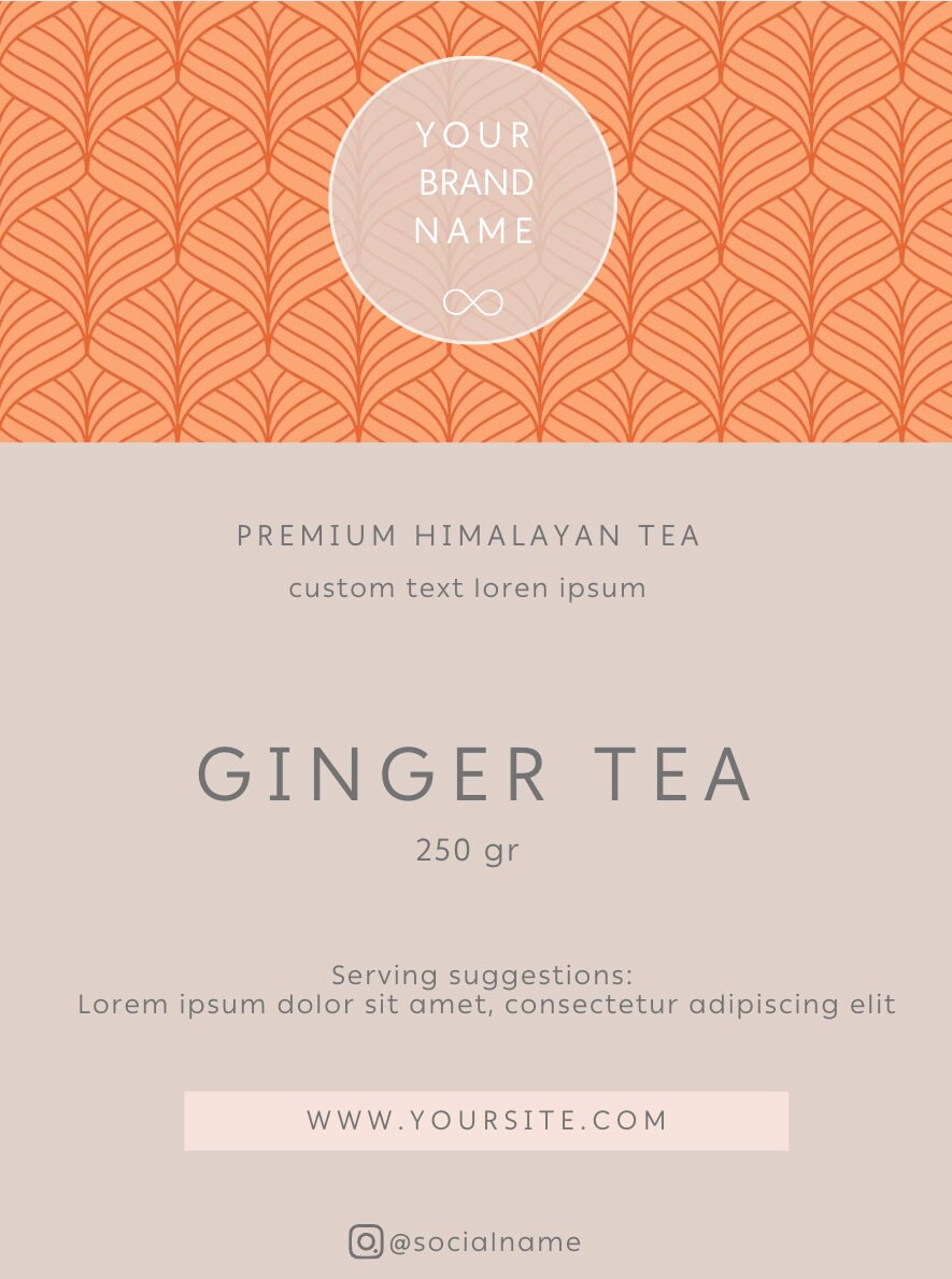 Custom Editable Tea Blend Packaging Label Canva Template for Tea Bags ...